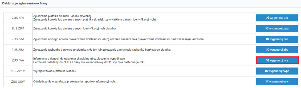 ZUS IWA – kiedy obowiązek złożenia? - Pomoc serwisu ifirma.pl - Pomoc ...