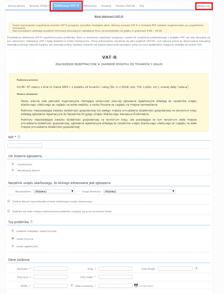 Formularz VAT-R- zmiana sposobu rozliczania w podatku VAT z kwartalnego ...