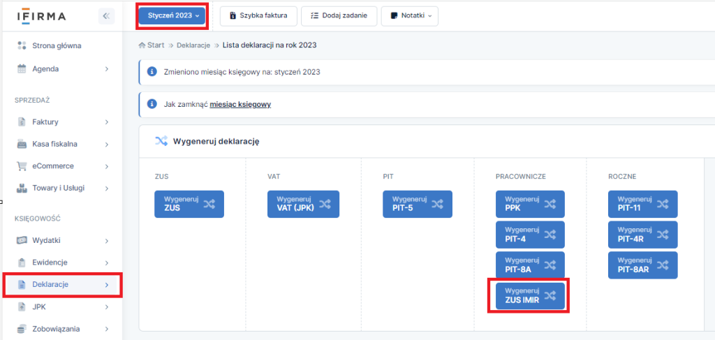 Deklaracja ZUS IMIR | Pomoc serwisu ifirma.pl - Pomoc serwisu ifirma.pl