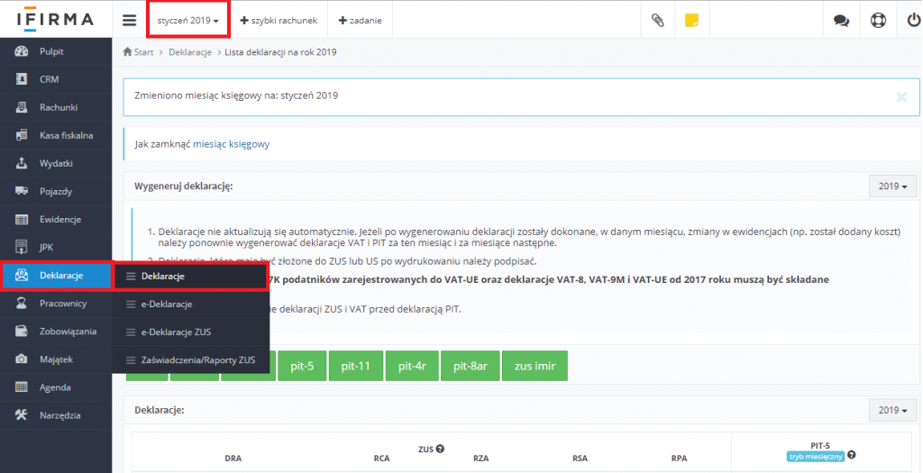 Deklaracja ZUS IMIR - Pomoc serwisu ifirma.pl - Pomoc serwisu ifirma.pl