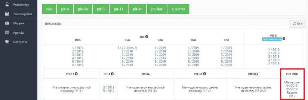 Deklaracja ZUS IMIR - Pomoc serwisu ifirma.pl - Pomoc serwisu ifirma.pl
