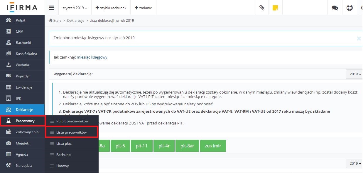 Deklaracja ZUS IMIR - Pomoc serwisu ifirma.pl - Pomoc serwisu ifirma.pl