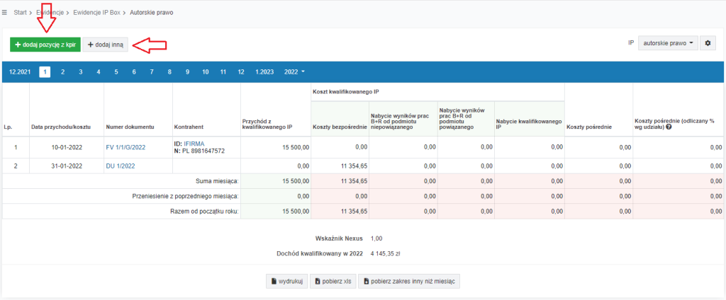Ewidencja IP BOX | Pomoc serwisu ifirma.pl - Pomoc serwisu ifirma.pl